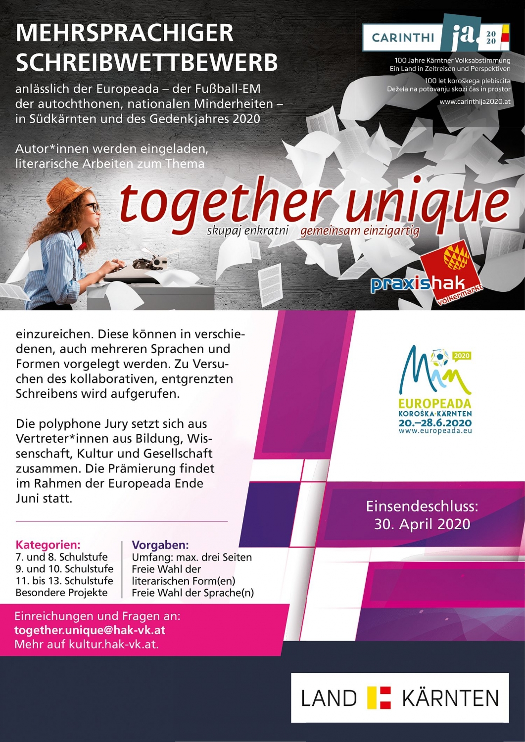 together unique: Praxis-HAK ruft mehrsprachigen Schreibwettbewerb aus ...